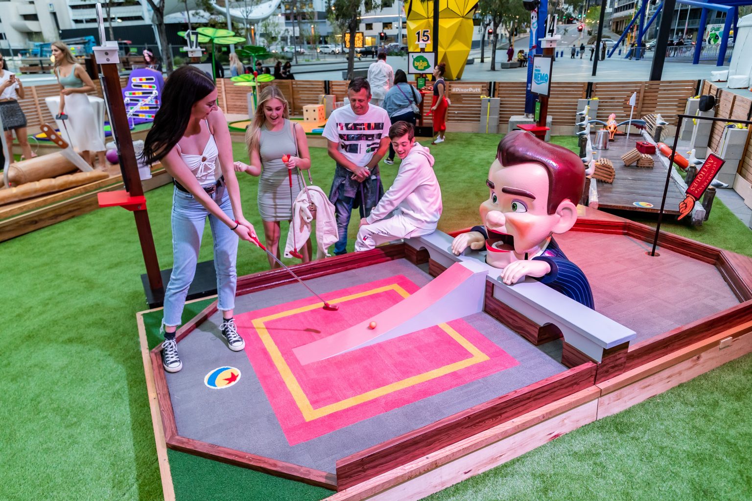 Time to kick some serious putt! A Pixar themed mini-golf course is ...